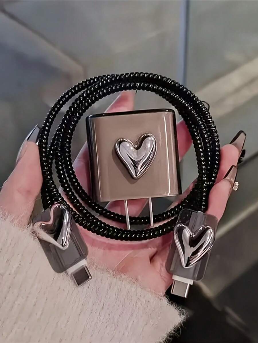 5-Pack 3D Heart-Shaped Charger Case Compatible With Apple 20w Charger ...