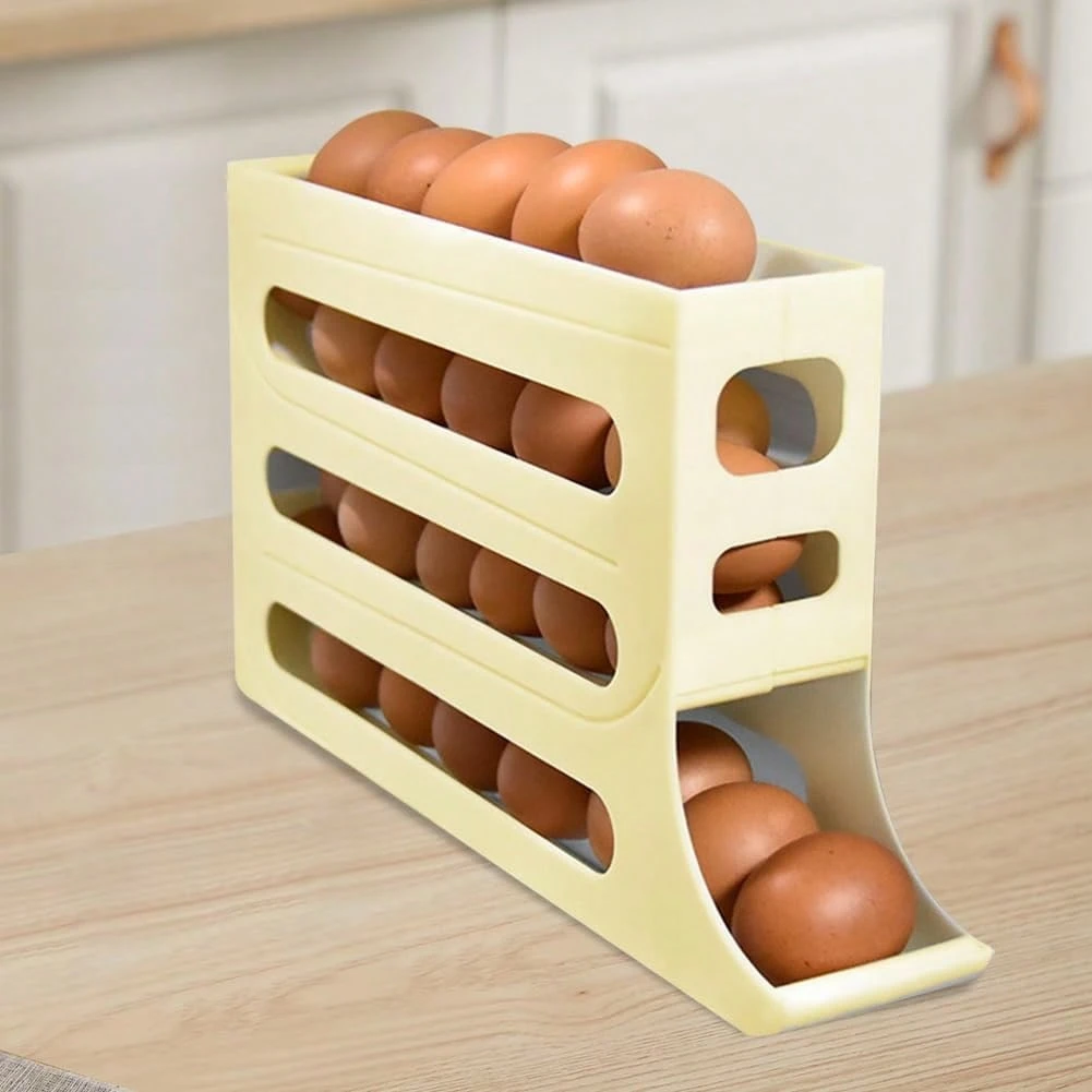 4-Layer Egg Holder Rack For Refrigerator, Fridge Egg Tray, Fridge Roll ...