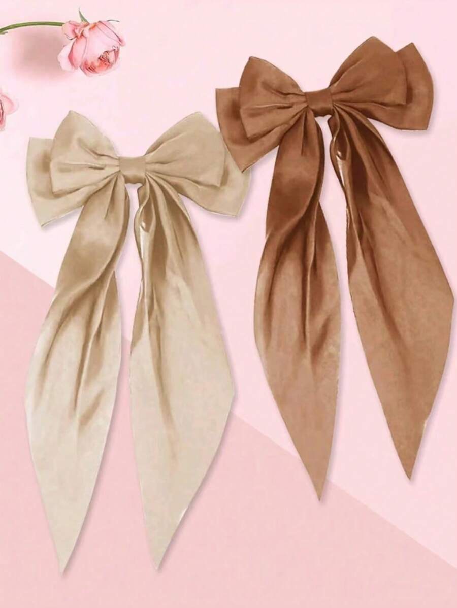 2Pcs Silky Satin Hair Bows Big Hair Bows For Women Hair Ribbons ...