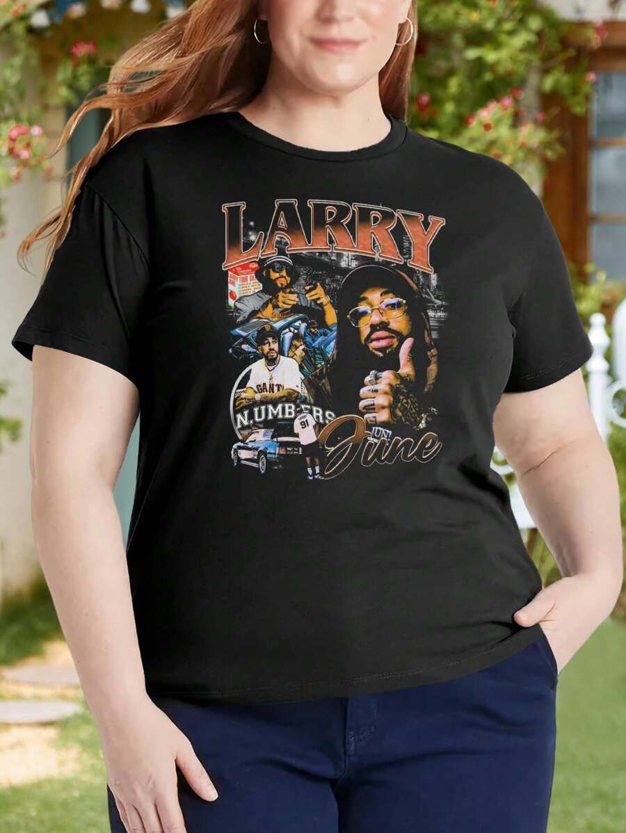 Larry June Vintage Bootleg Hip Hop Oversize Women T-Shirt For Ladies ...