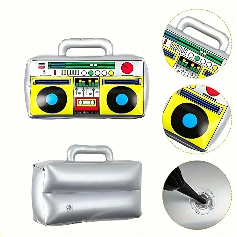 Radio retro inflable de los años 80 y 90, decoraciones de fiesta ...