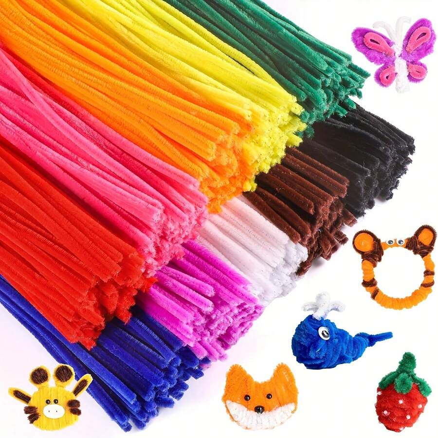 1000 Pieces DIY Pipe Cleaners Bulk, Thicker Chenille Stems, Pipe ...