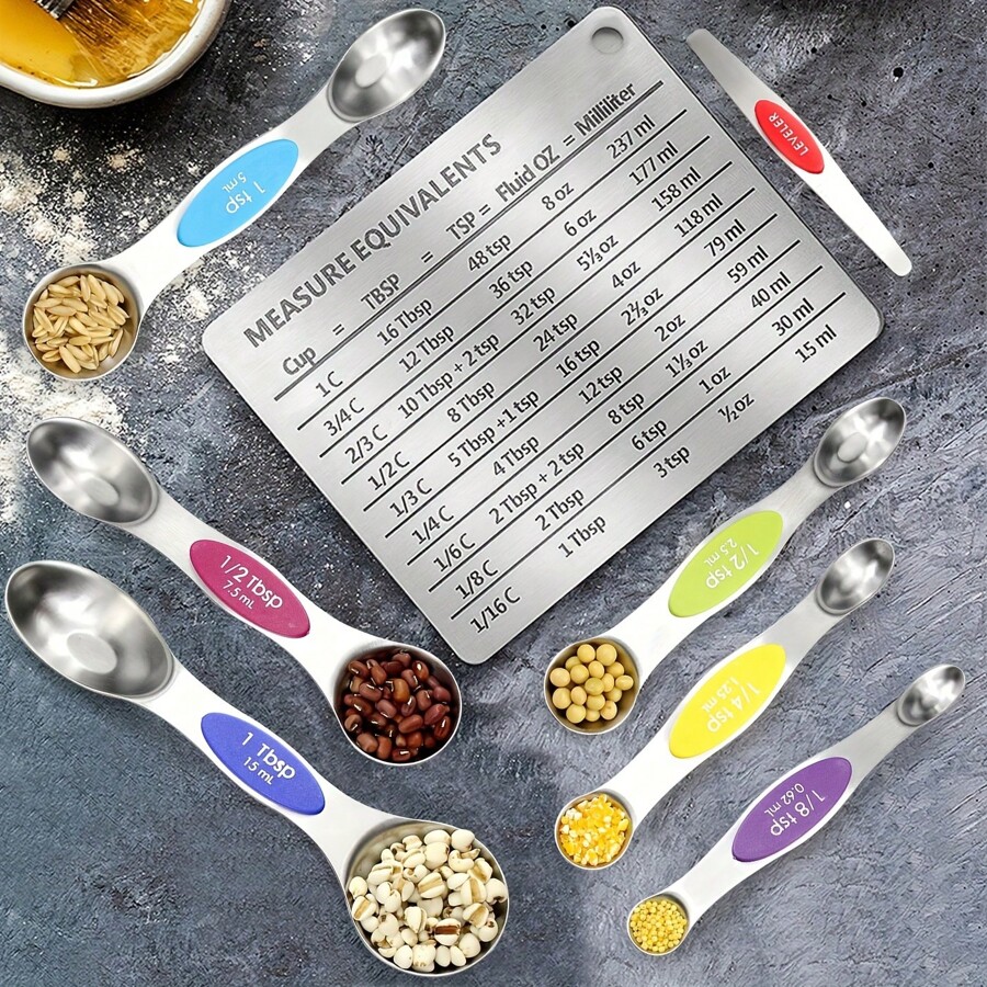 1pc Stainless Steel Measure Equivalents Magnet, Silver Common Unit ...