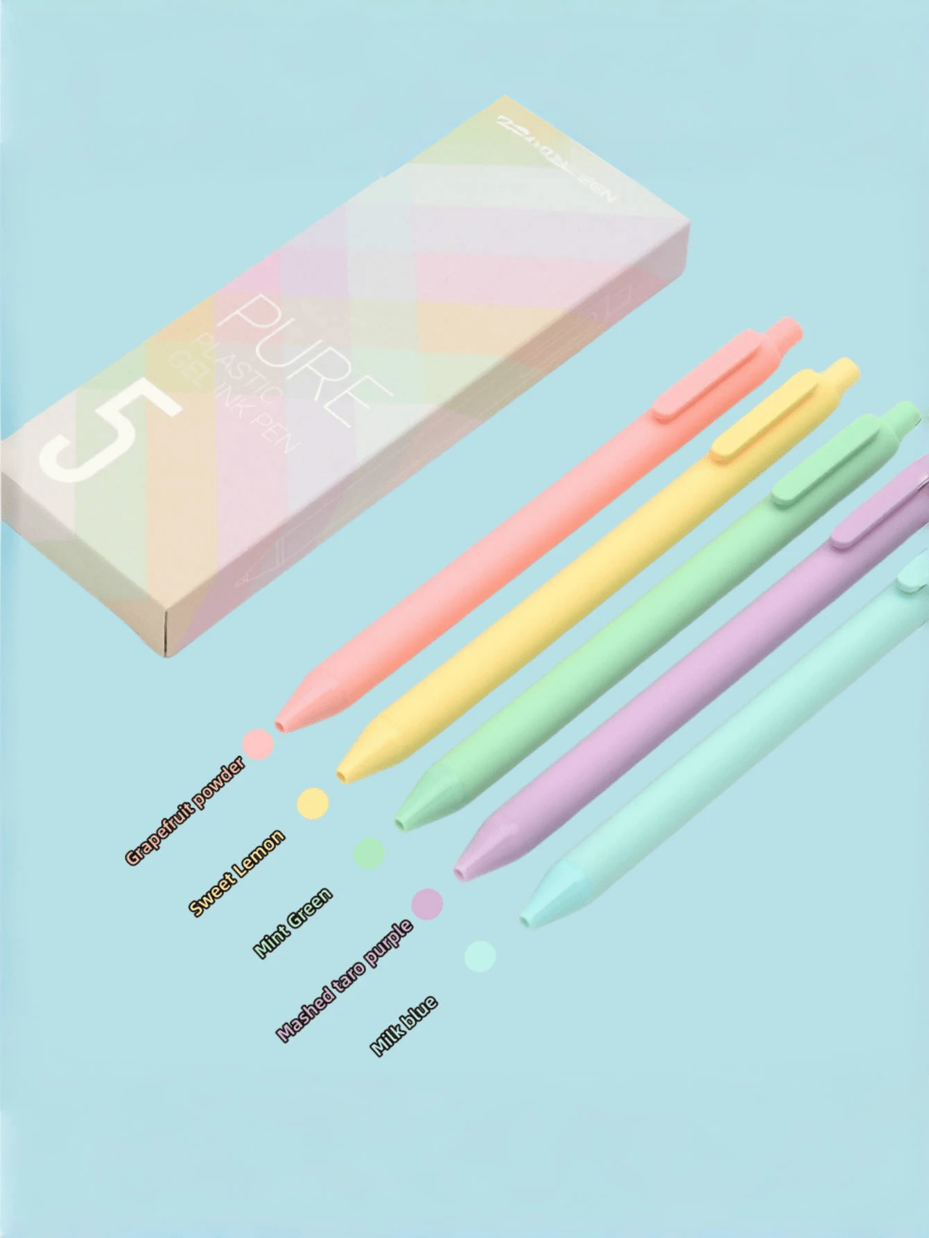 5pcs Colored Gel Pens 0.5mm Color Ink Gel Pens Fine Tip Smooth Writing ...