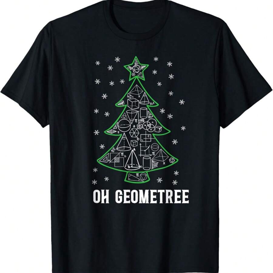 Math Nerd Student Christmas Tree Oh Geometree Geometry T-Shirt. | SHEIN USA