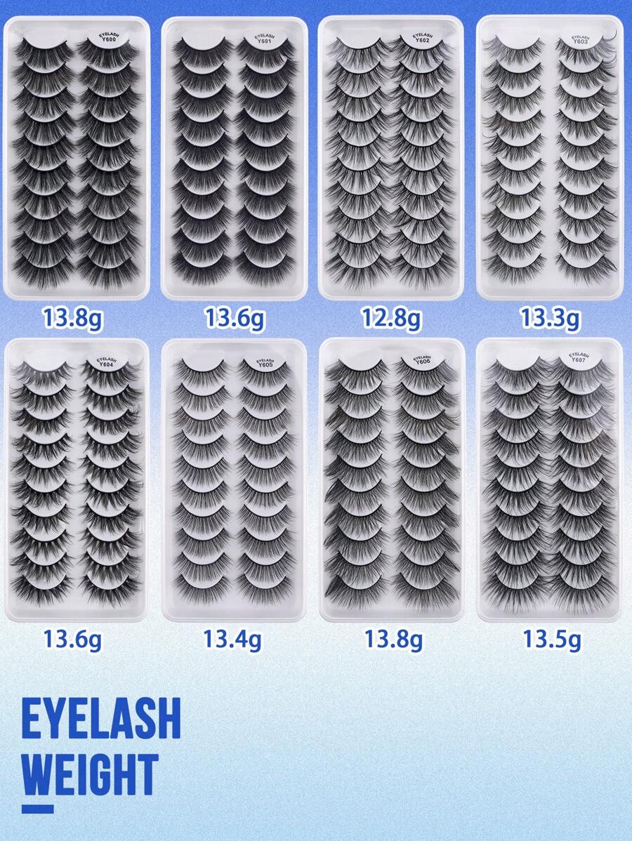 10 paires de faux cils allongeants et moelleux dans un style d'œil de ...