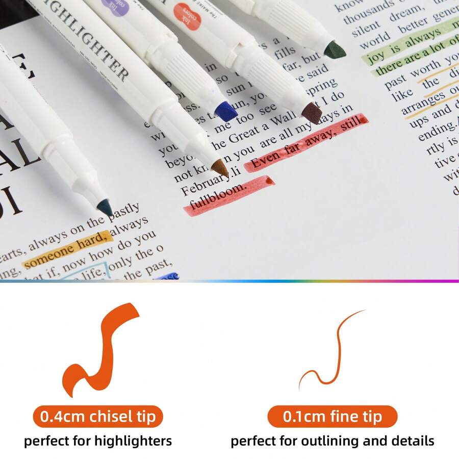 10 Highlighters, Pastel Highlighter Assorted Colors Markers Dual Tip ...