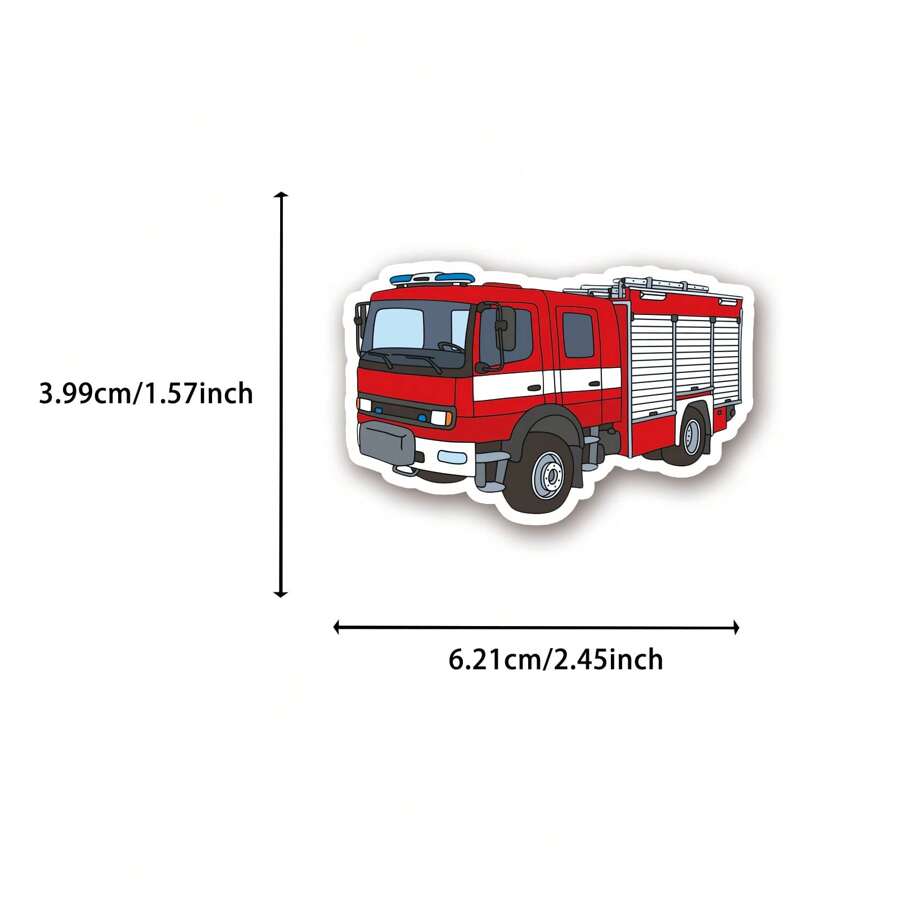 100 Pcs Fire Truck Stickers Pack | Vinyl Aesthetics Stickers Scrapbook ...