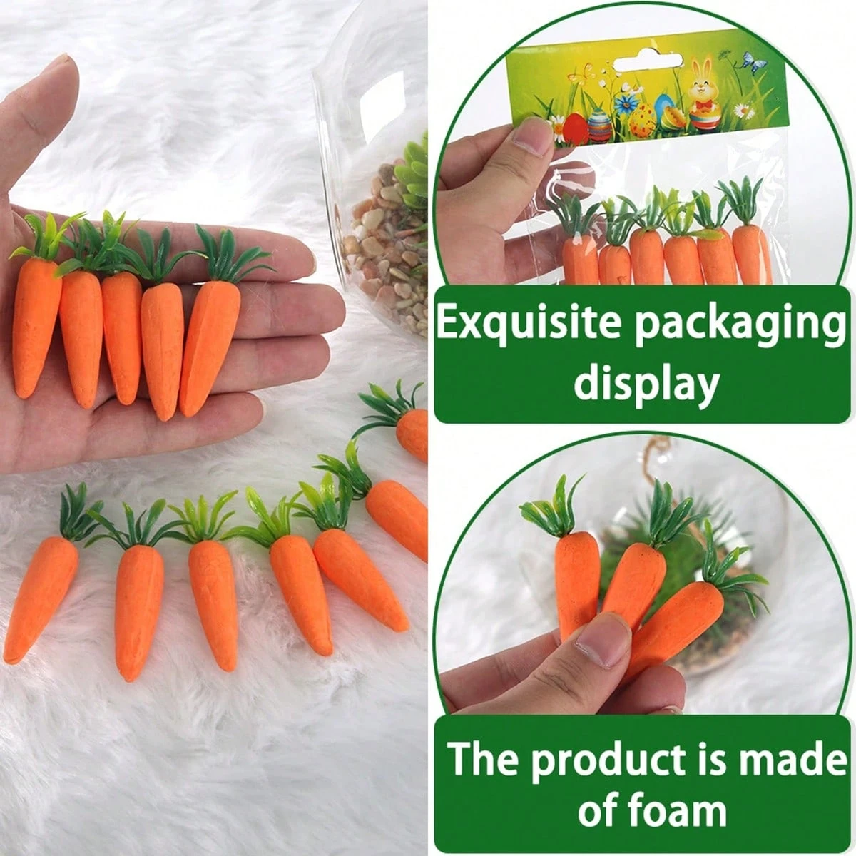 12pcs/Set 7cm Foam Easter Carrots, Easter Themed Party Decorations ...