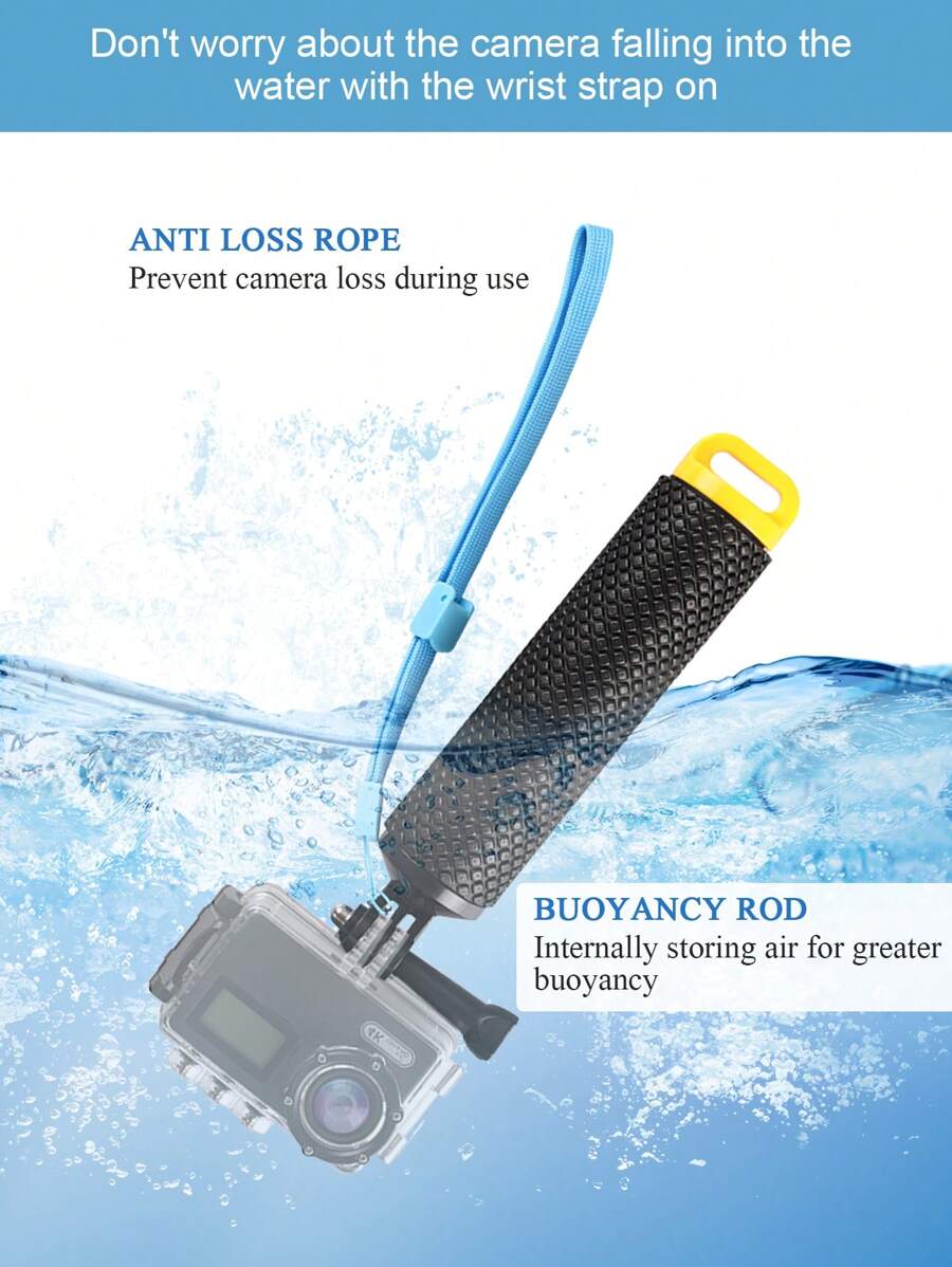 1PC Floating Handle With Anti-Drop Rope Waterproof Monopod For GoPro ...