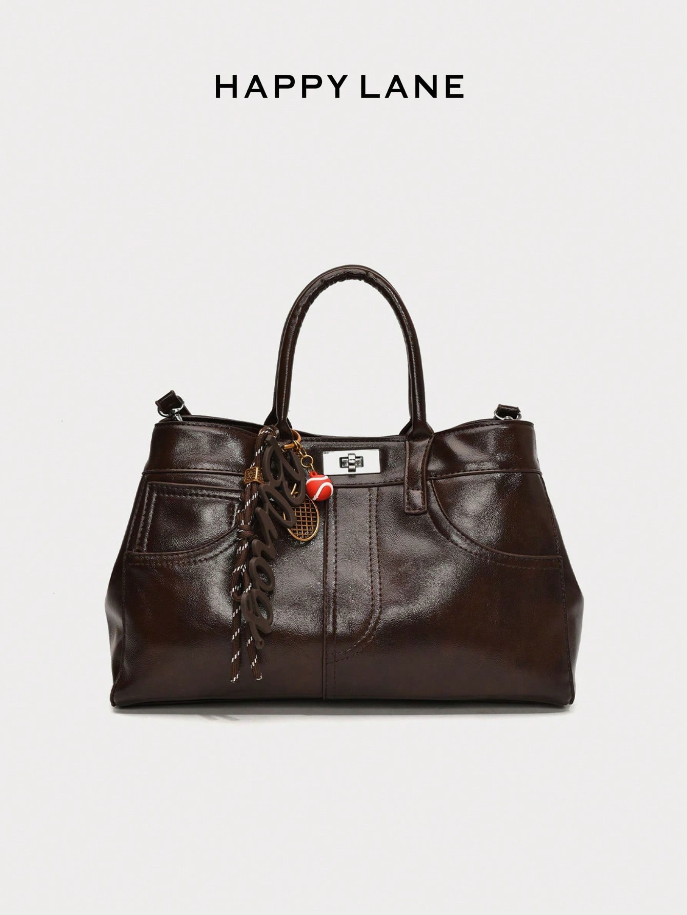 HAPPY LANE 1pc Solid Color PU Material Handbag For Women, Vintage ...