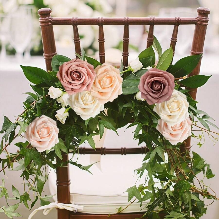 Artificial Flowers 25Pcs Roses Decor W/Stems,3" Real Touch DIY Foam ...