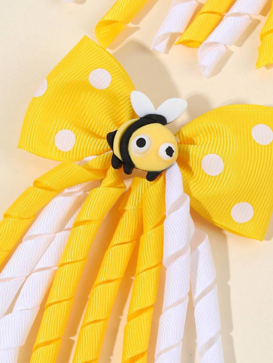 2pcs Bee Korker Hair Bows For Girls Honeybee Curly Korker Bow Alligator ...