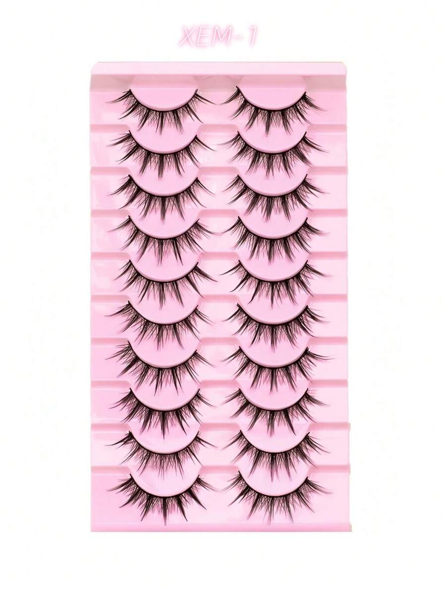 10 Pairs Cartoon Style False Eyelashes, Stiff & Natural Looking Fake ...