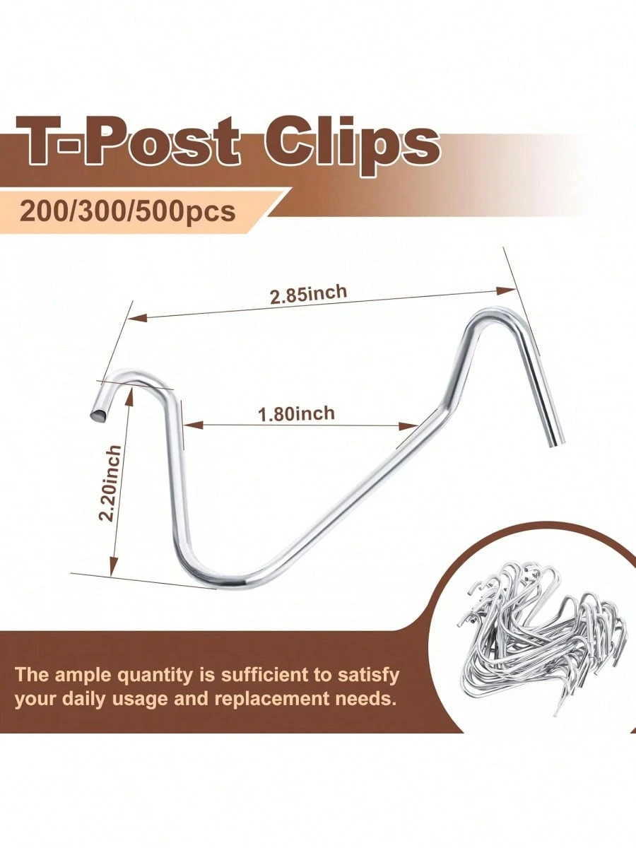 T-Post Clips Fence Wire Clips Galvanized Steel Fence Clips (300PCS ...