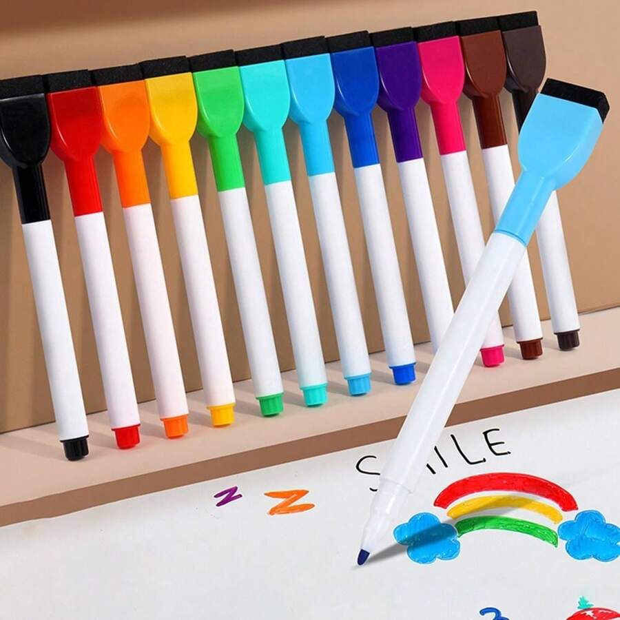 12 Colors Erasable No Magnetic Whiteboard Marker Pen Blackboard Marker ...