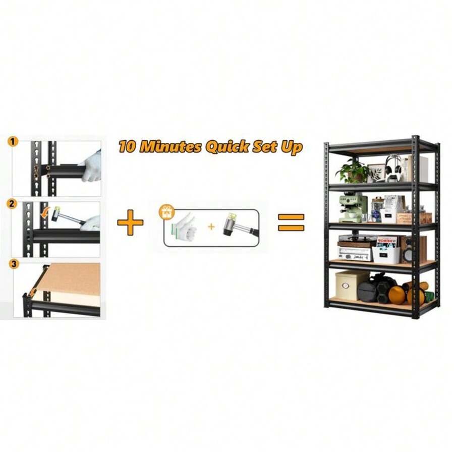 5 Tier Garage Shelving Heavy Duty Adjustable Garage Shelves, Utility ...