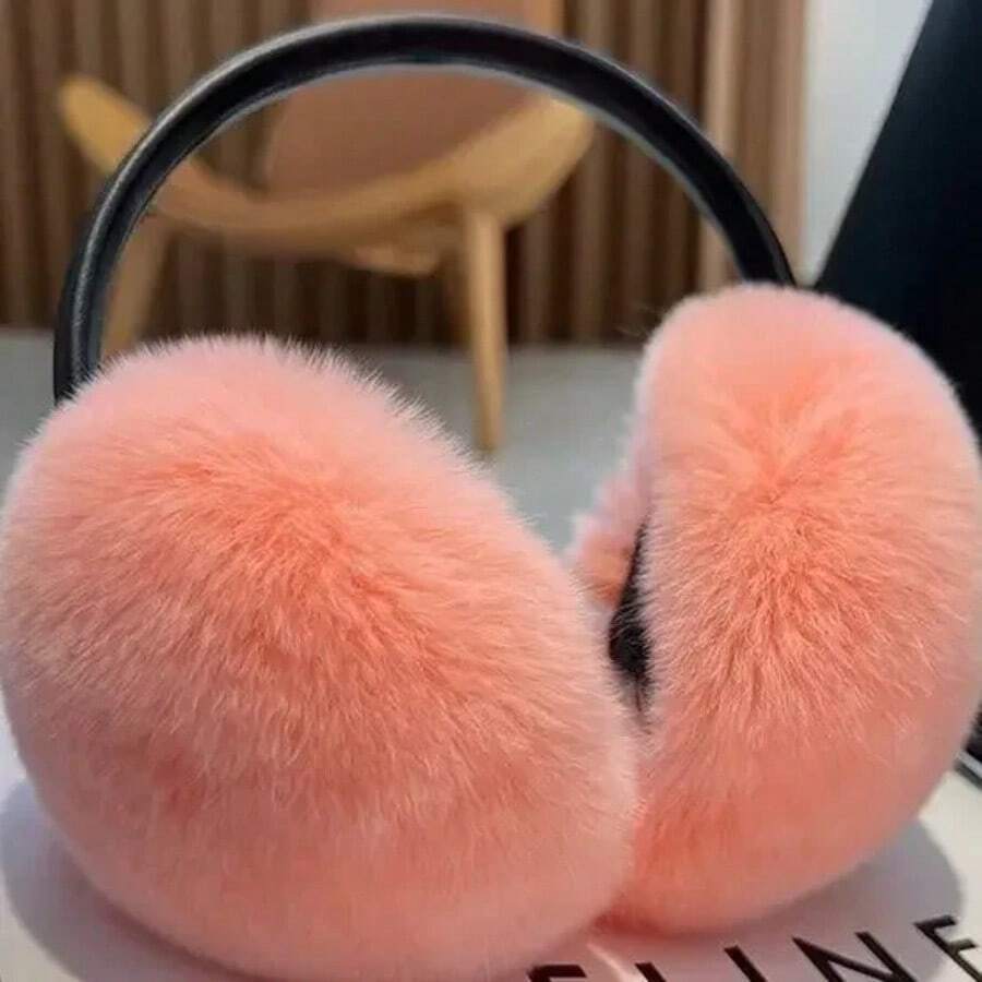 100% Natural Fur Ear Muffs For Women Winter Fur Headphones Soft Warm ...