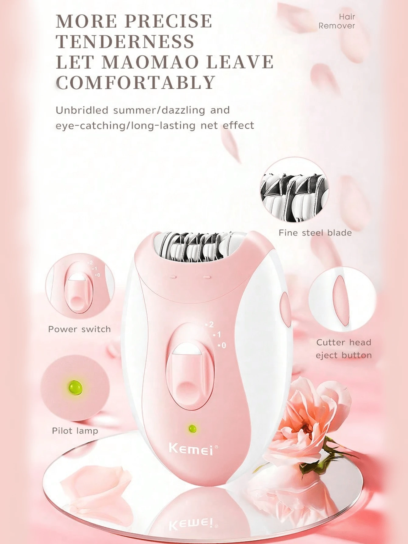 Kemei Lady's Electric Epilator Two Speed Rechargeable Remover ...