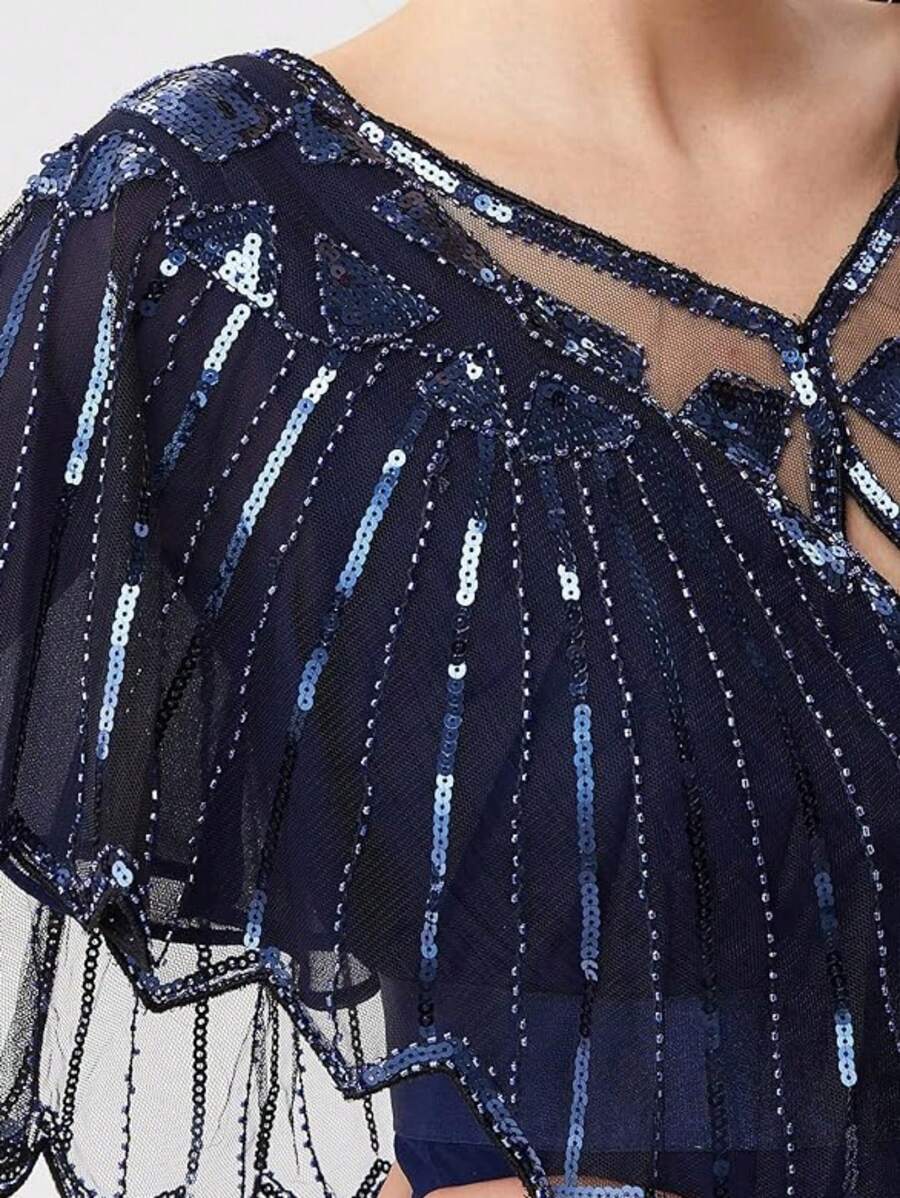 1920s Retro Beaded Sequin Flapper Shawl Loose Decoration Outerwear ...