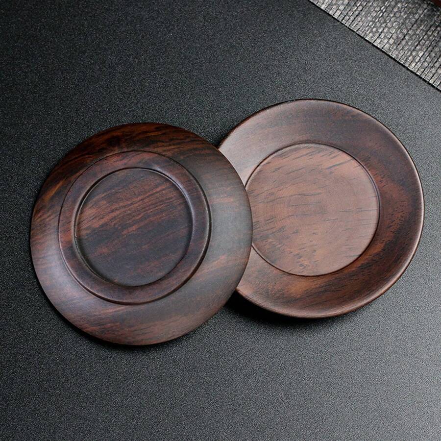 1pc Black Sandalwood Tea Mat, Cup Mat, Tea Cup Holder, Wooden Heat ...