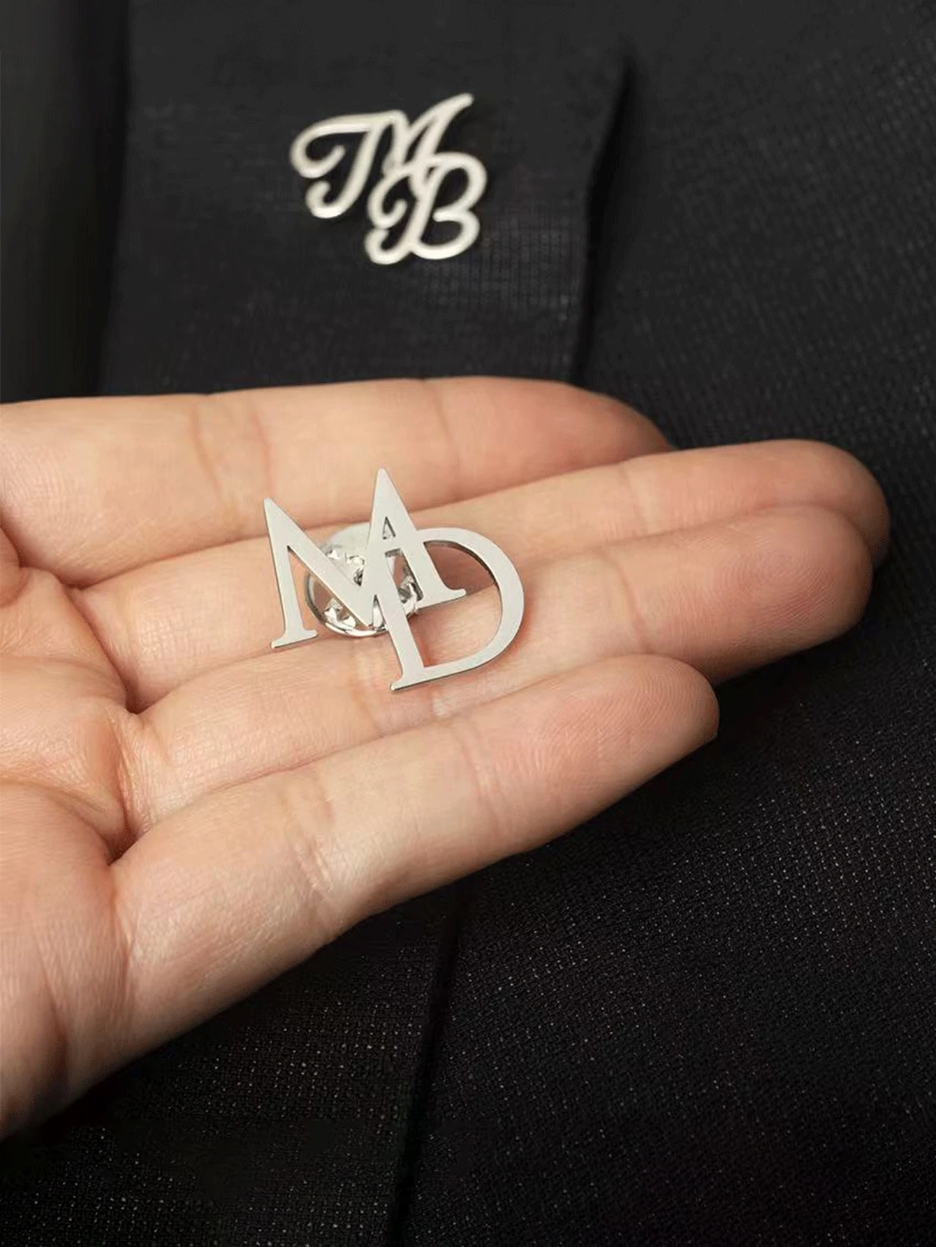 1pc Customized Double Letter Pin, Stainless Steel Initial Pin ...