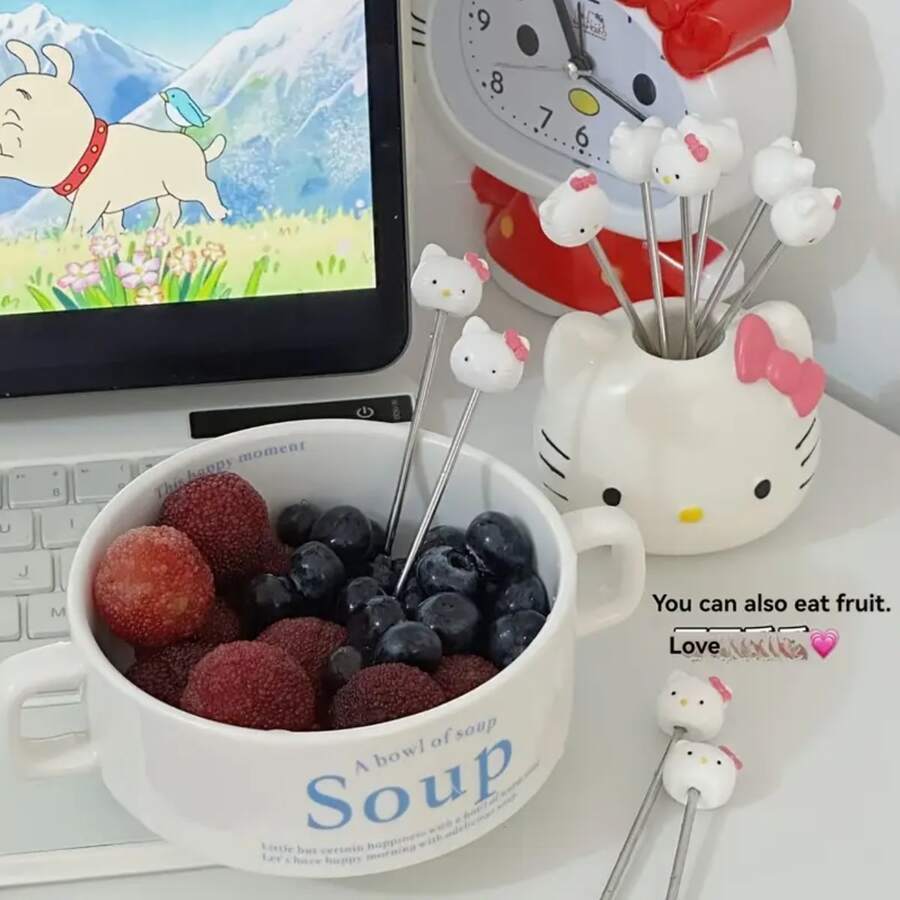Sanrio Hello Kitty Stainless Fruit Fork Sanrio Dessert Fruit Fork Hello Kitty Stainless Steel