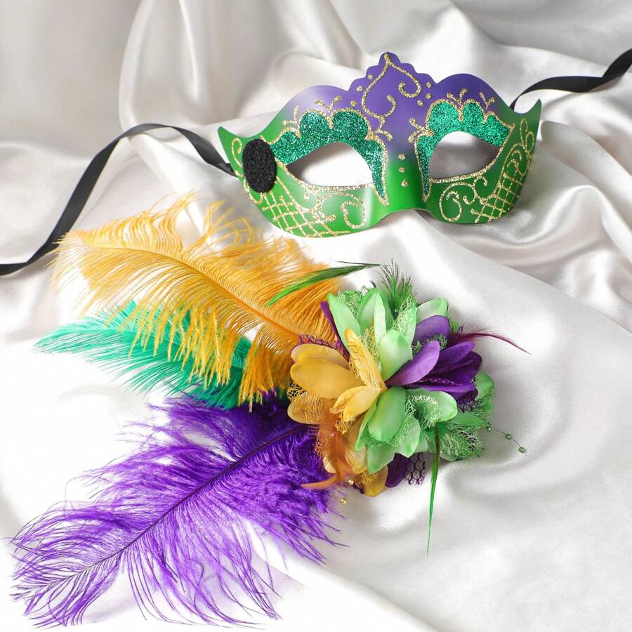 Carnival Feather Mask - 2025 Carnival Masquerade Mask With Feather ...