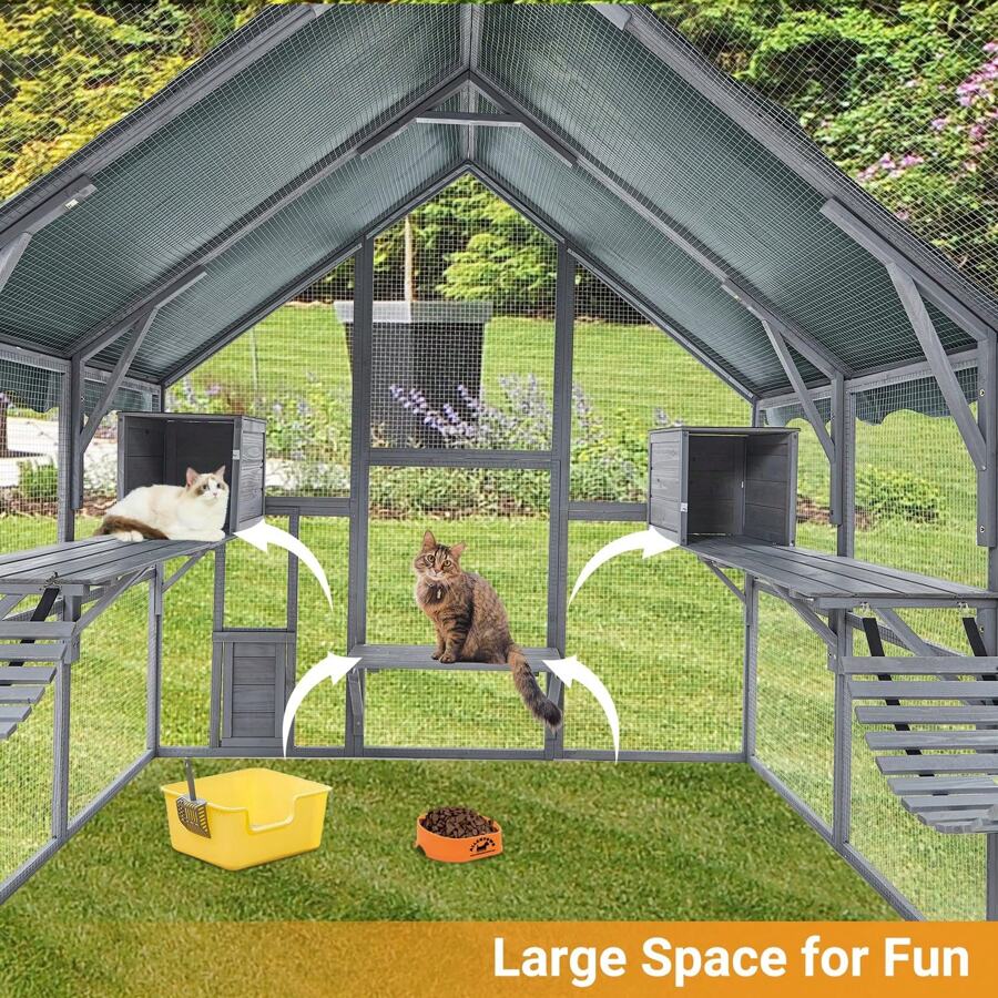 Large Cat Enclosure Wooden Cat Catio Outdoor Kitty House With Bridges ...
