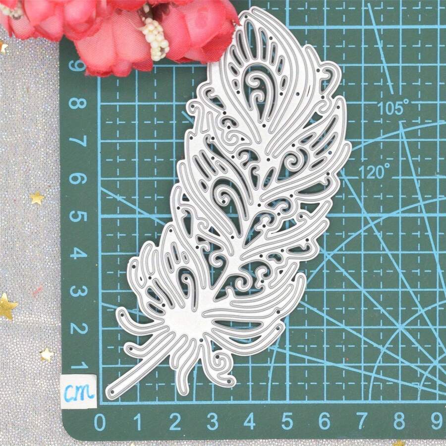 1pc Feather Lace Metal Cutting Dies For DIY Scrapbooking Card Making ...