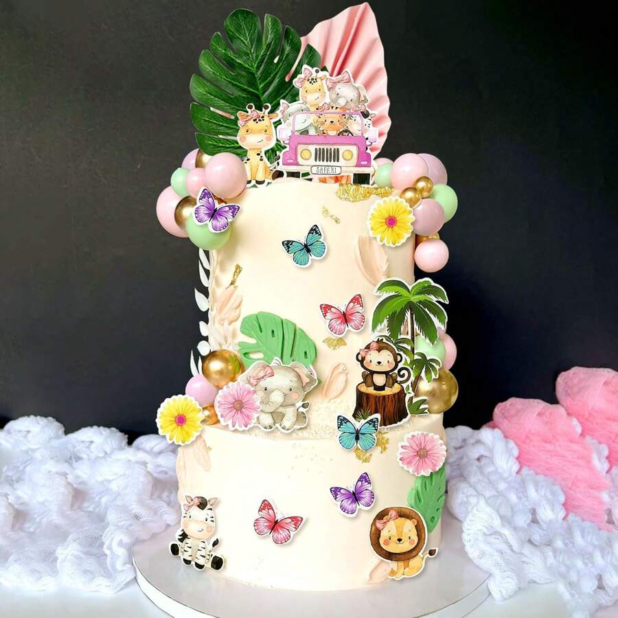 LaVenty LaVenty Jungle Gender Reveal Cake Decorations Wild Cake Wild ...