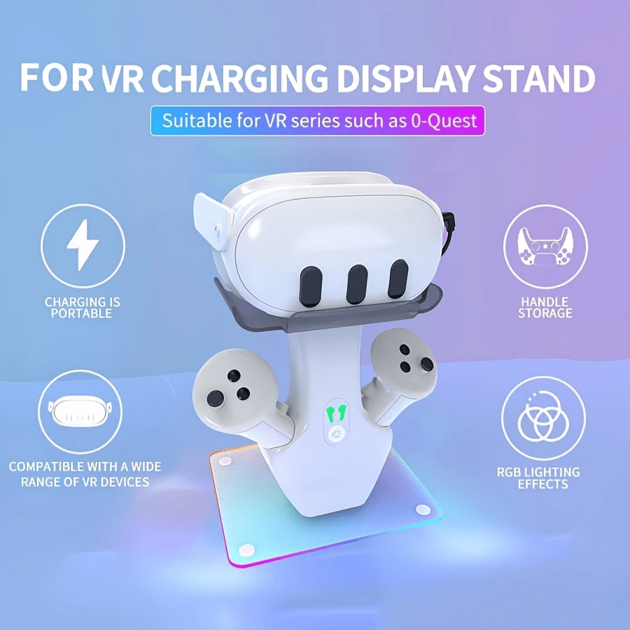 Charging Dock With RGB Base For Oculus/Meta Quest 3, Meta Quest 2 Or Meta Quest Pro Accessories ...