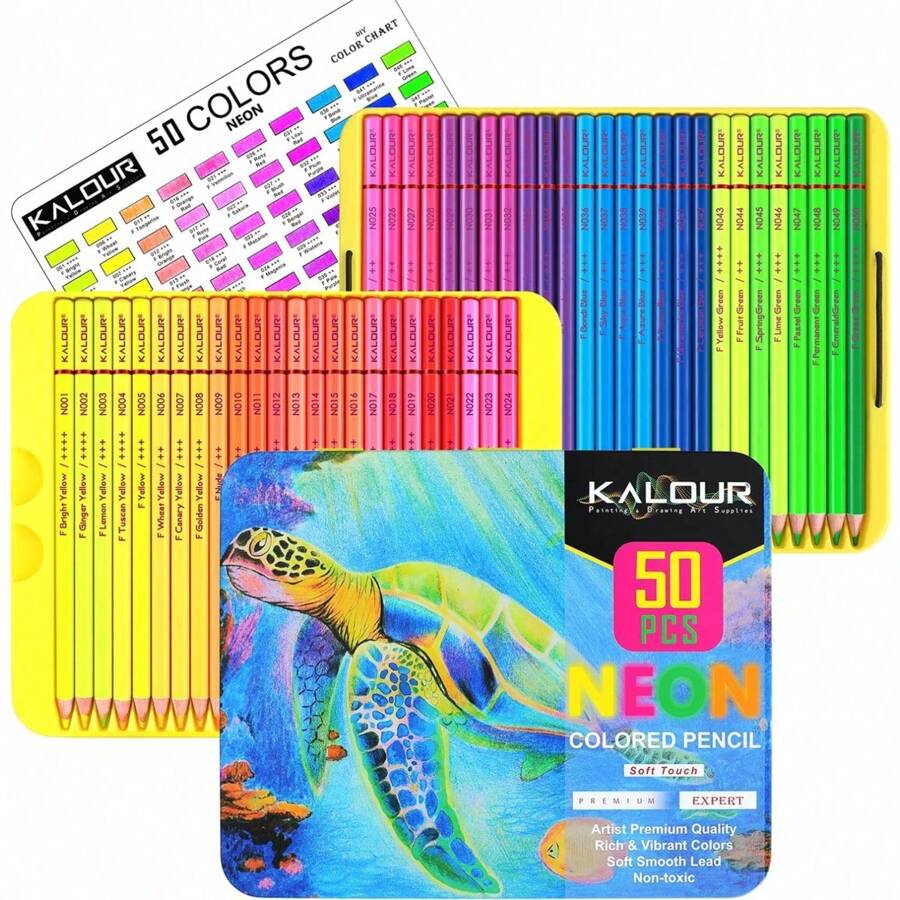 50 matite colorate al neon per libri da colorare per adulti, set di ...