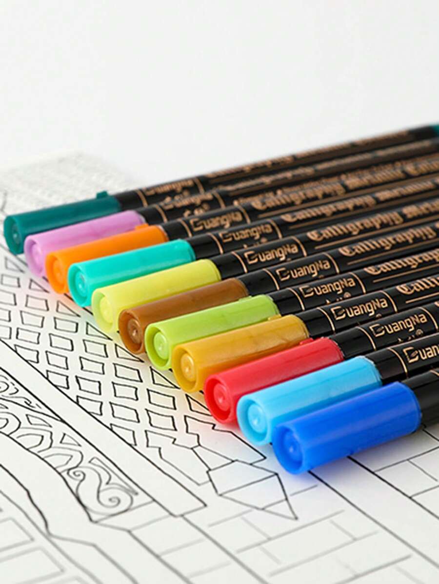 GuangNa 12/24 pezzi di pennarelli a doppia punta colorati, pennarelli ...