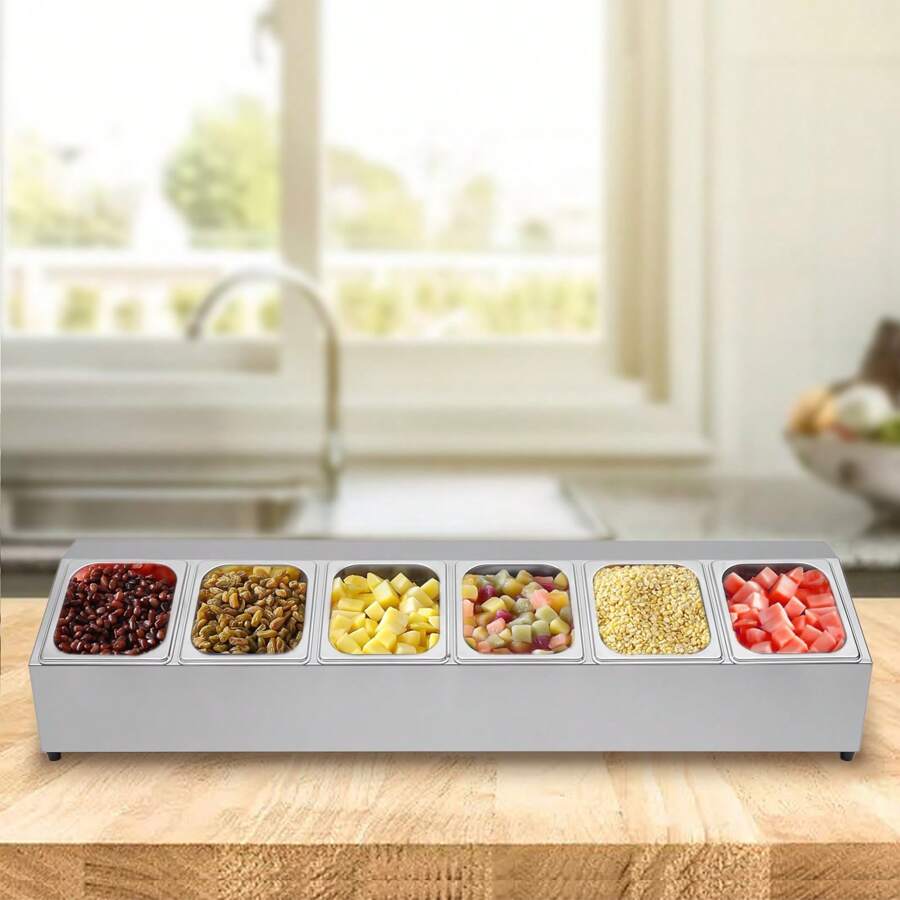 Miumaeov Stainless Steel Spice Box, Stainless Steel Spice Tray With 6 ...