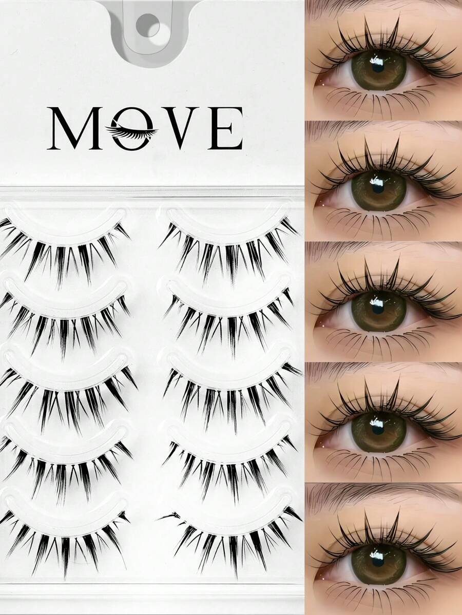 5 Pairs Natural Looking Manga False Eyelashes - Reusable Subtle Lashes ...