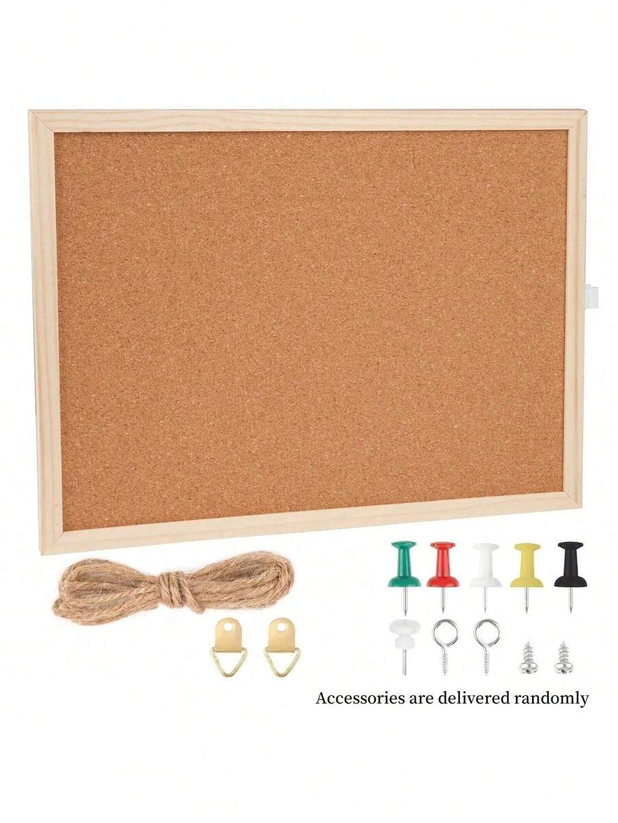 1pc Wooden Soft Cork Board, Wooden Message Board, Cork Bulletin Board ...