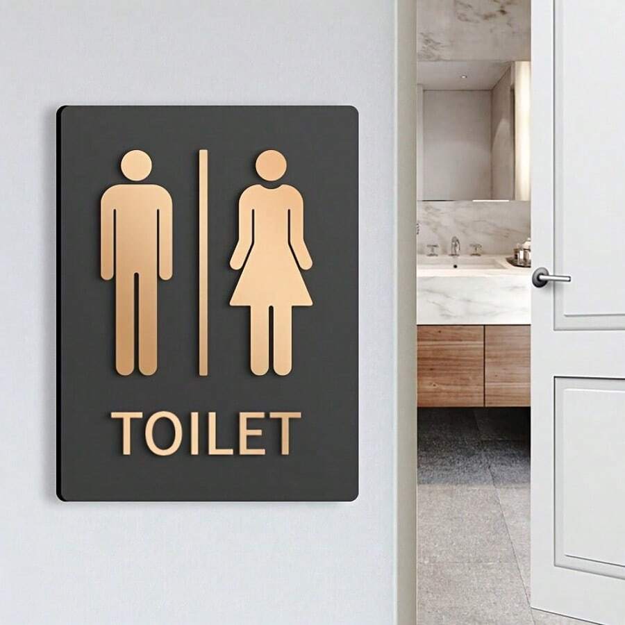 Easy-Apply Acrylic Restroom Sign - Men & Women Design With Adhesive ...