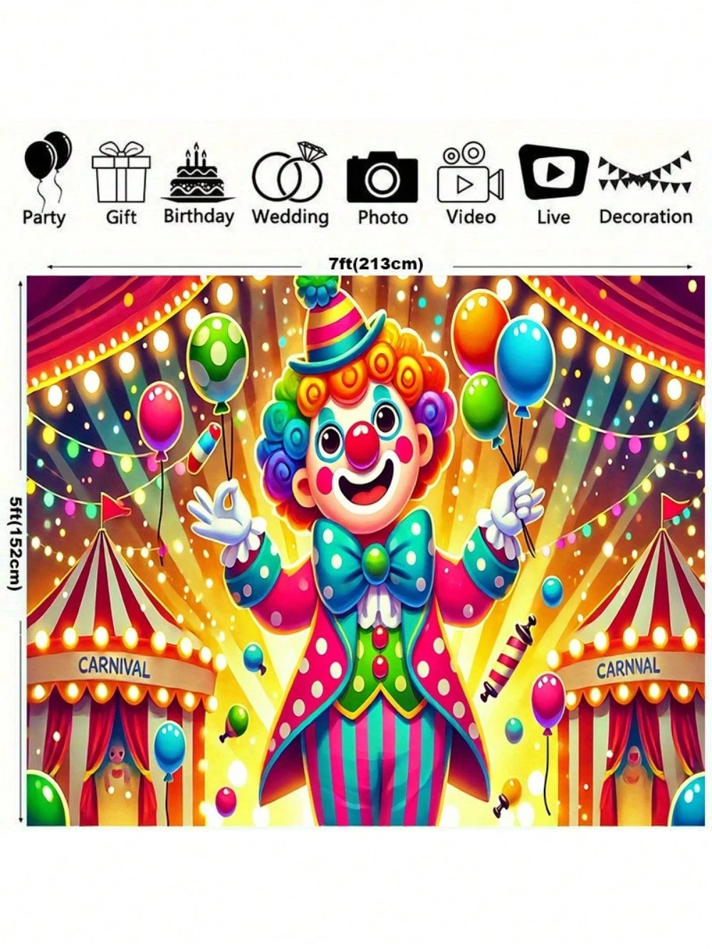 Toile de fond en polyester thème carnaval vif - parfait pour les fêtes ...