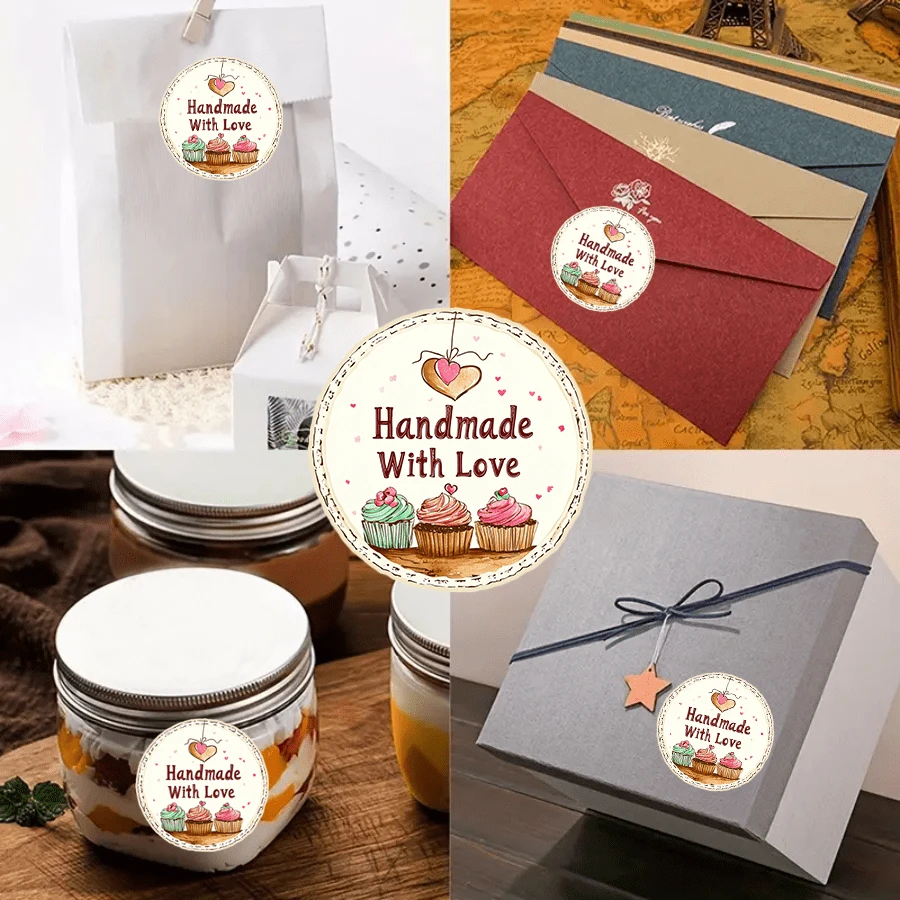 136Pcs, Handmade With Love Lables - 0.98inch Round Adhesive Labels ...