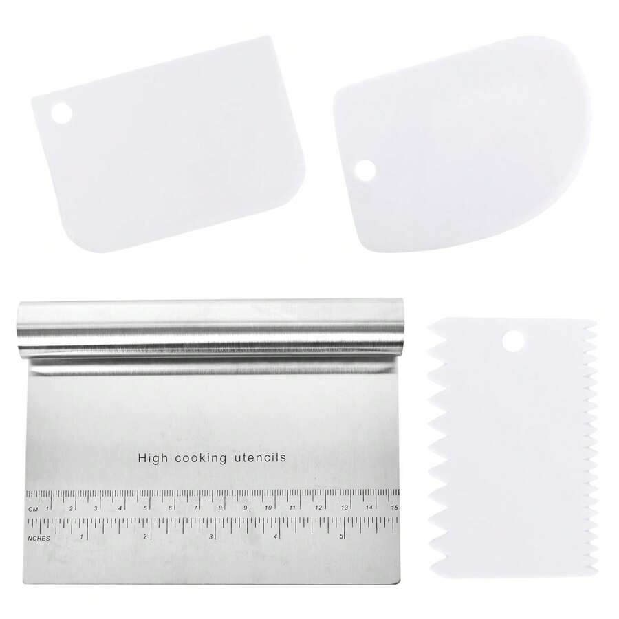 4 Pcs Dough Cutter Set, 6 Inch Stainless Steel Dough Scraper With ...