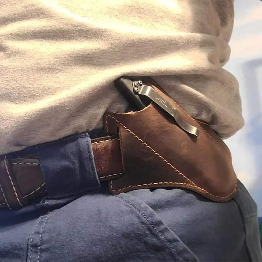 Leather Knife Sheath For Belt Pocket Folding Knife Holder Compact Draw ...