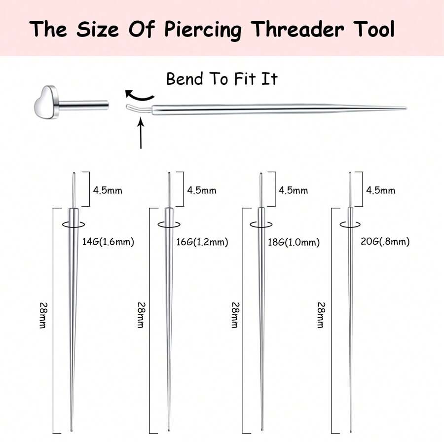 Threadless Piercing Taper 20G 18G 16G 14G Stainless Steel Piercing ...