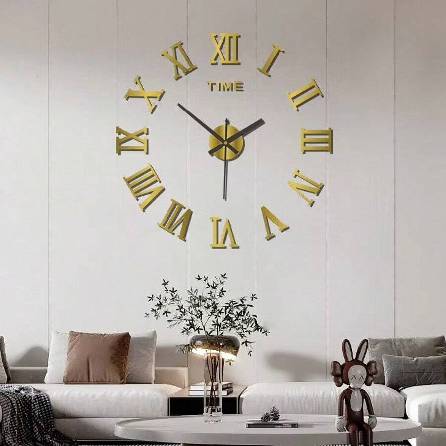 3D Acrylic Digital Wall Clock Roman Numerals Design Mirror Wall Clock ...
