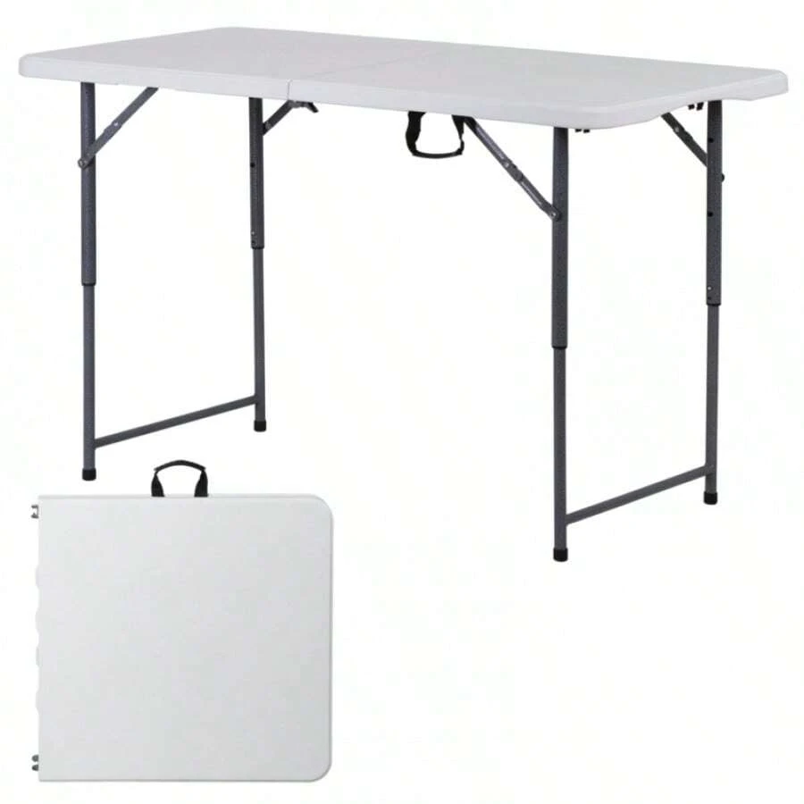 Folding Table 4' Portable Table Foldable Legs & Adjustable Height ...