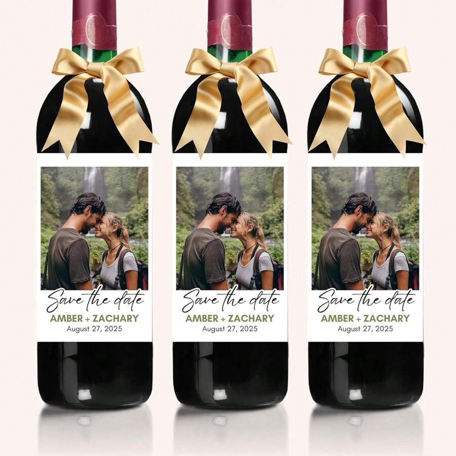 9pcs Personalized Wine Bottle Labels, Save The Date, Custom Wine Labels For Bottles, Customized ...