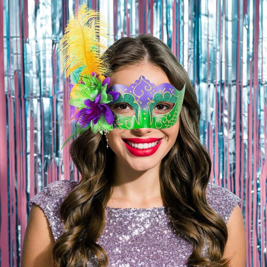 Carnival Feather Mask - 2025 Carnival Masquerade Mask With Feather ...