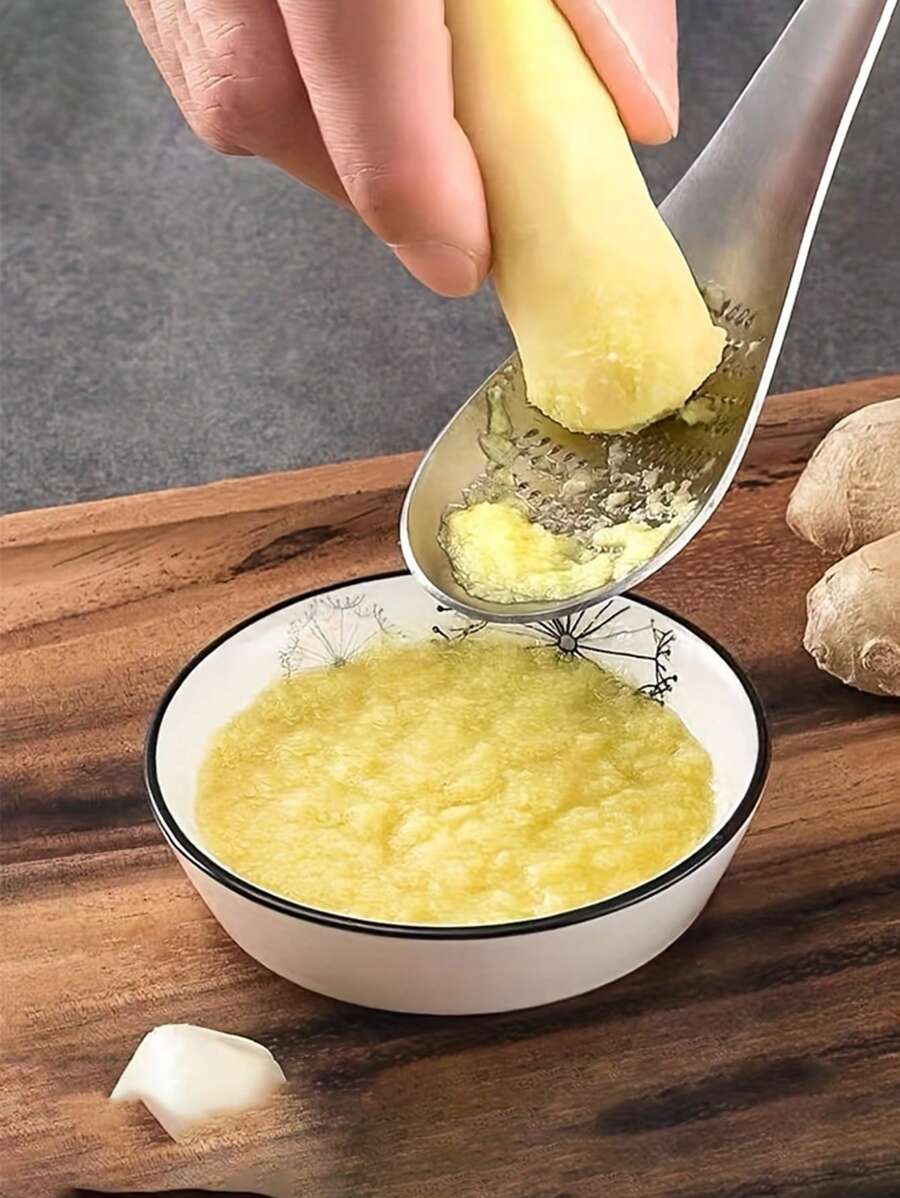 Stainless Steel Ginger Grater Spoon, Manual Garlic Masher, Uncharged ...