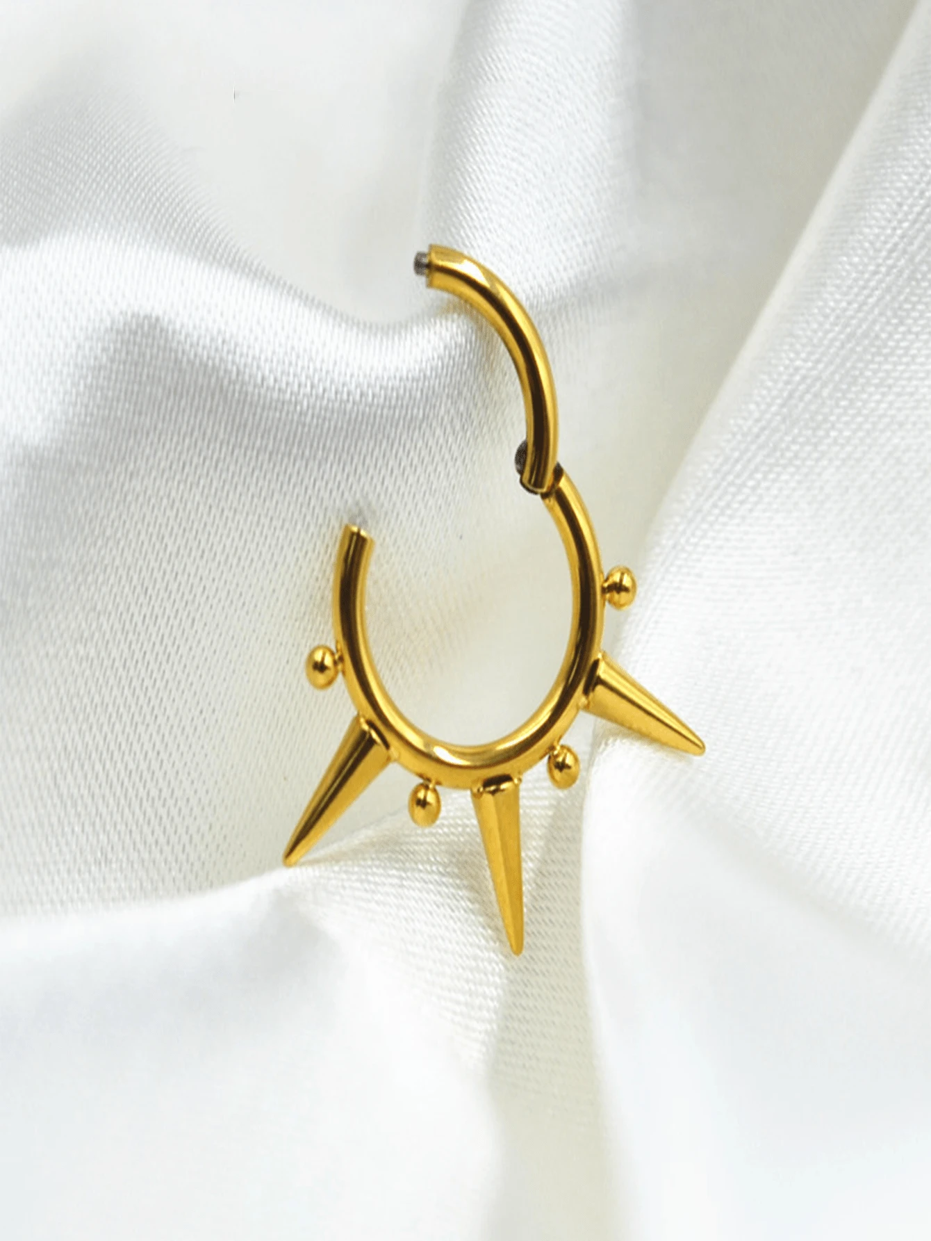 1pc Stainless Steel Punk Tri-Cone Spike-Shaped Septum Nose Ring Hoop ...