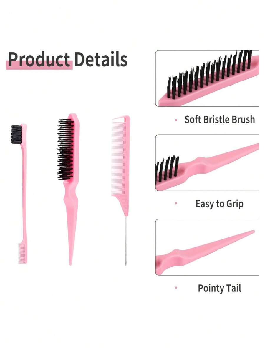 12pcs Hair Comb And Eyebrow Brush Set With Double-Colored Highlighting ...